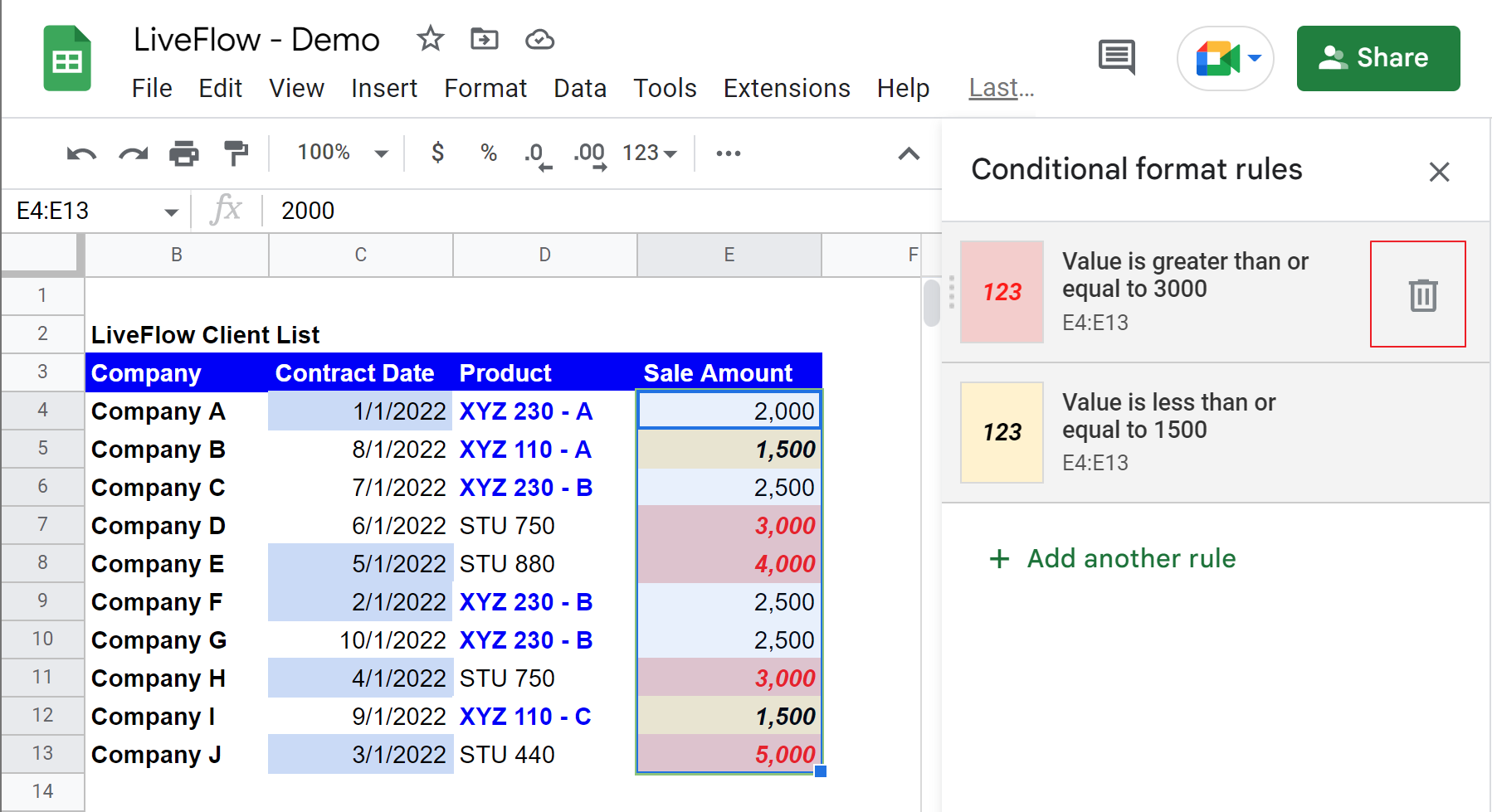 Conditional Formatting In Google Sheets Explained LiveFlow